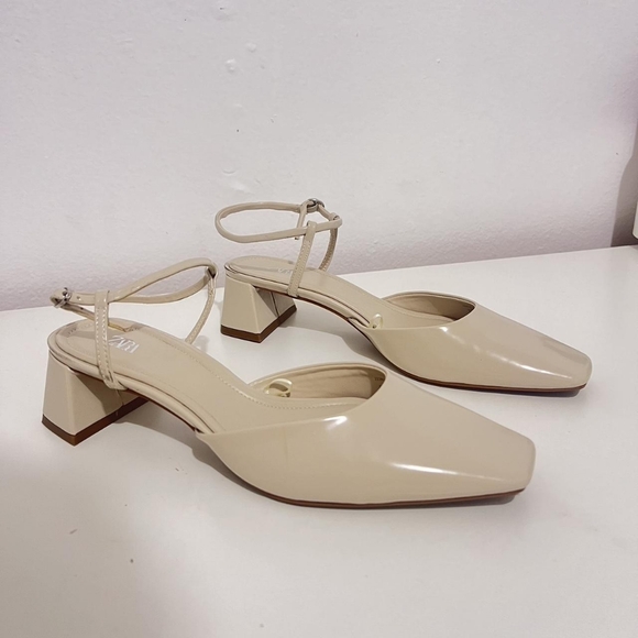 Zara | Shoes | Zara Cream Block Heel Womens Shoes | Poshmark